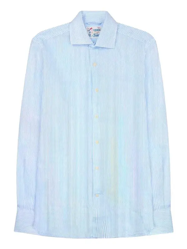 MC2 SAINT BARTH Pamplona Vertical-stripe Long-sleeve Shirt - Blue
