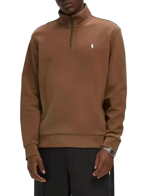 Polo Ralph Lauren Logo-embroidered Quarter-zip Sweater - Brown