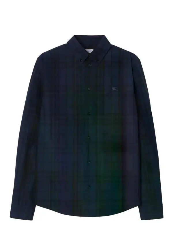 Burberry Check Cotton Poplin Shirt - Blue