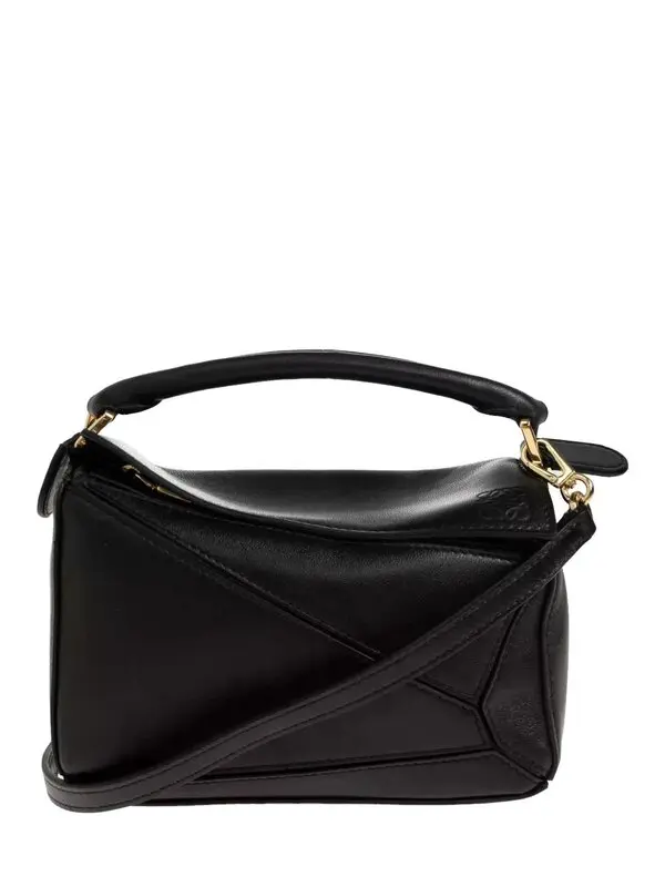 Loewe Mini Puzzle Leather Tote Bag - Black