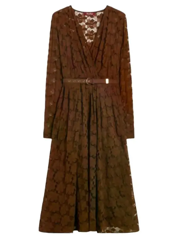 Max Mara Belted Midi Dress - Brown