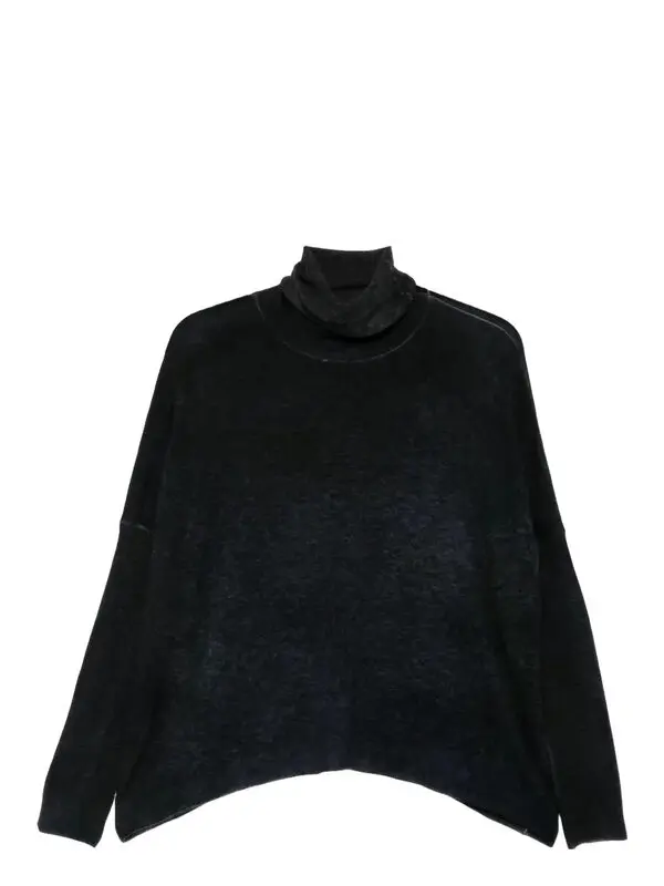 Avant Toi Fine Knit Roll Neck Drop Shoulder Sweater - Blue