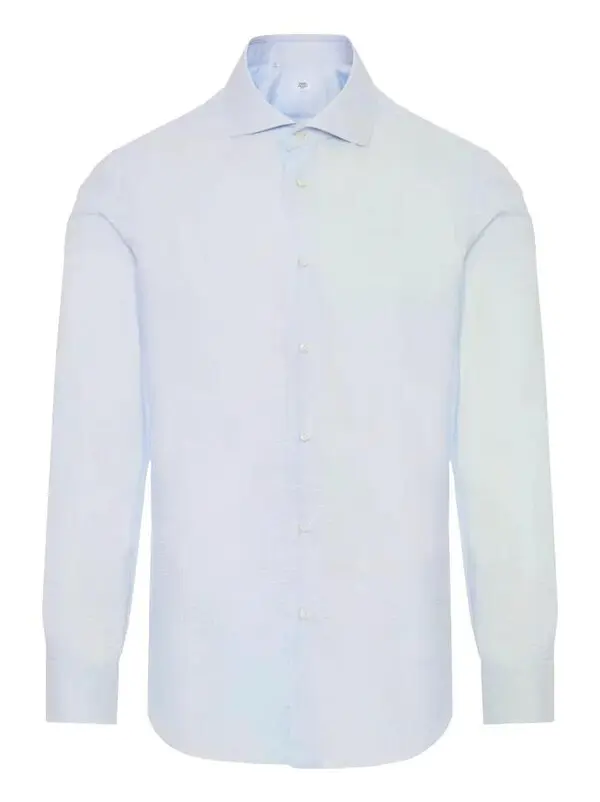 BARBA NAPOLI Micro-pattern Long-sleeve Shirt - Blue