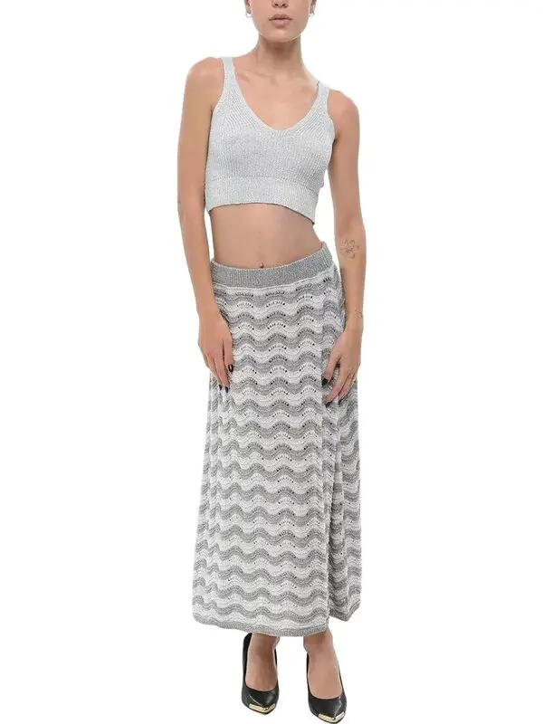 COLOUR MARKET Lurex Cropped Top - Silver