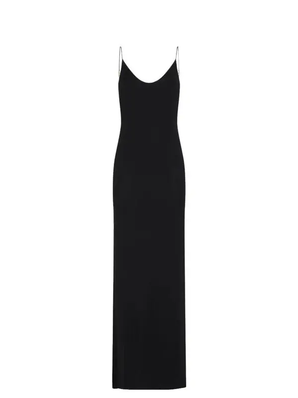 Saint Laurent Cassandre-chain Backless Dress In Knit - Black
