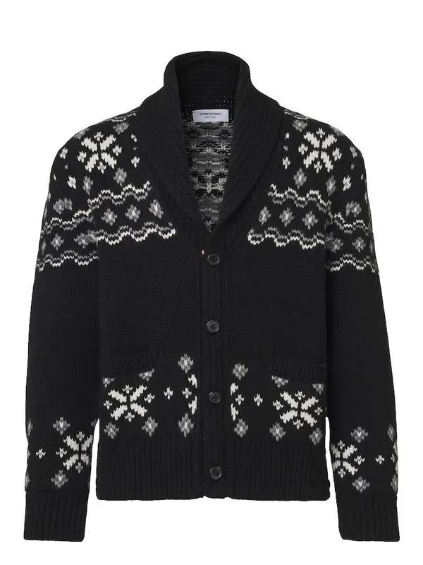 Thom Browne Fair Isle Cashmere Cardigan - Black