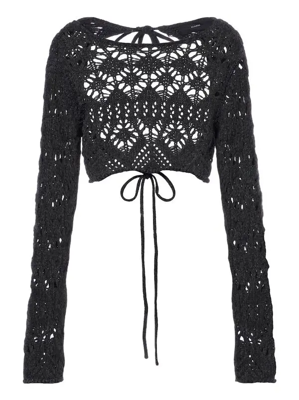 Alanui Time To Shine Crochet Open-back Top - Grey