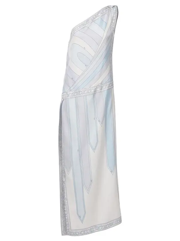 Emilio Pucci Iride One-shoulder Silk Twill Gown - Blue