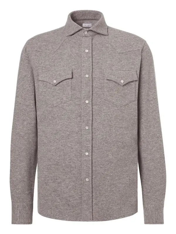 Brunello Cucinelli Cashmere And Cotton-blend Shirt - Grey