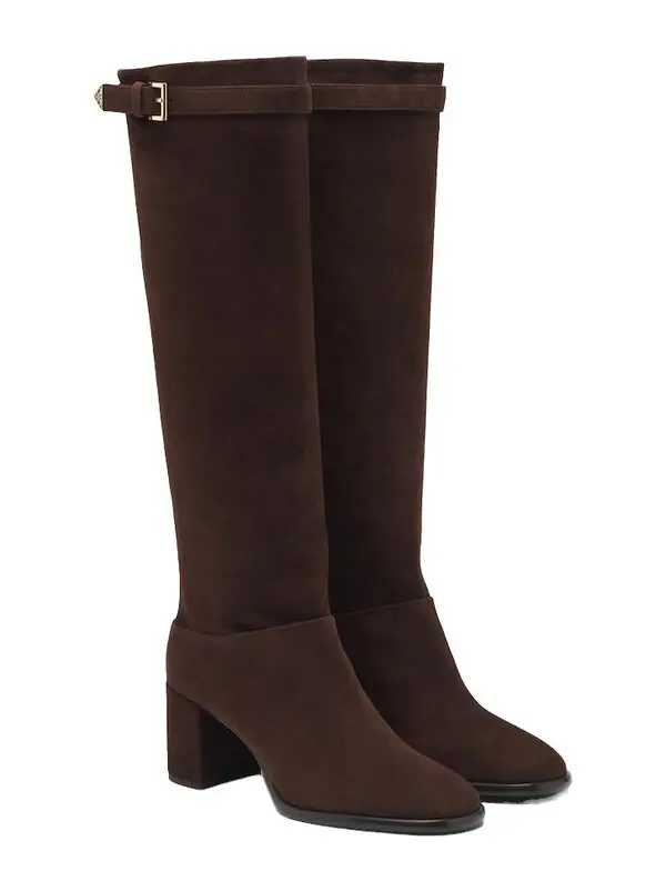 Prada Suede Knee-high Boots - Brown
