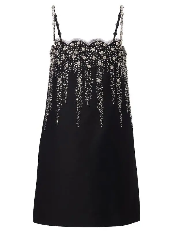 Valentino Garavani Crepe Couture Crystal-embellished Minidress - Black