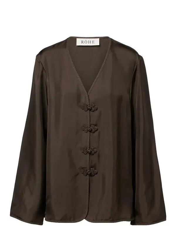 RÓHE Oversized Silk Blouse - Brown