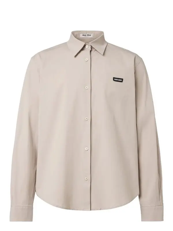 Miu Miu Cotton-blend Poplin Shirt - Beige
