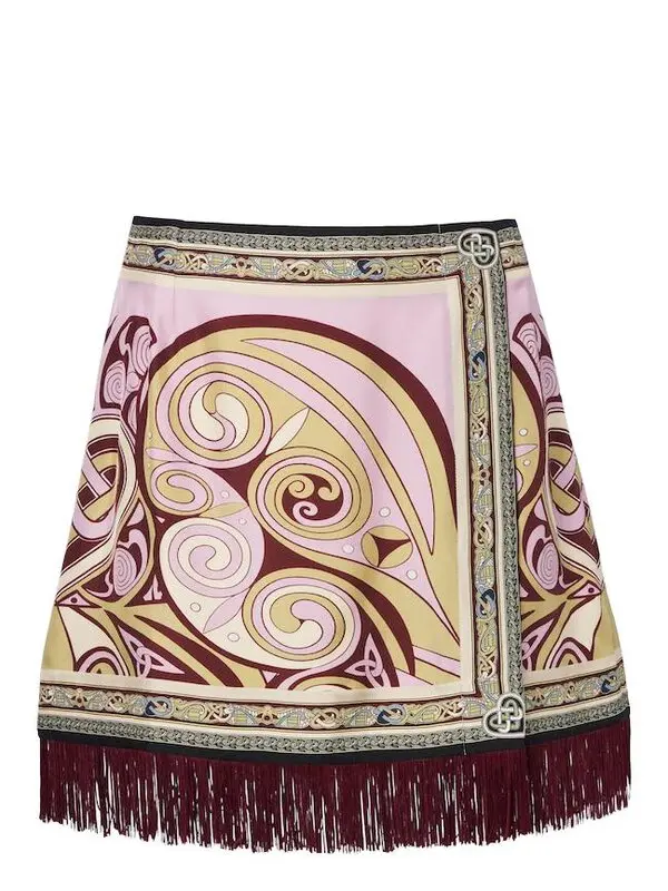 La DoubleJ Kells Fringed Silk Twill Miniskirt - Multicoloured