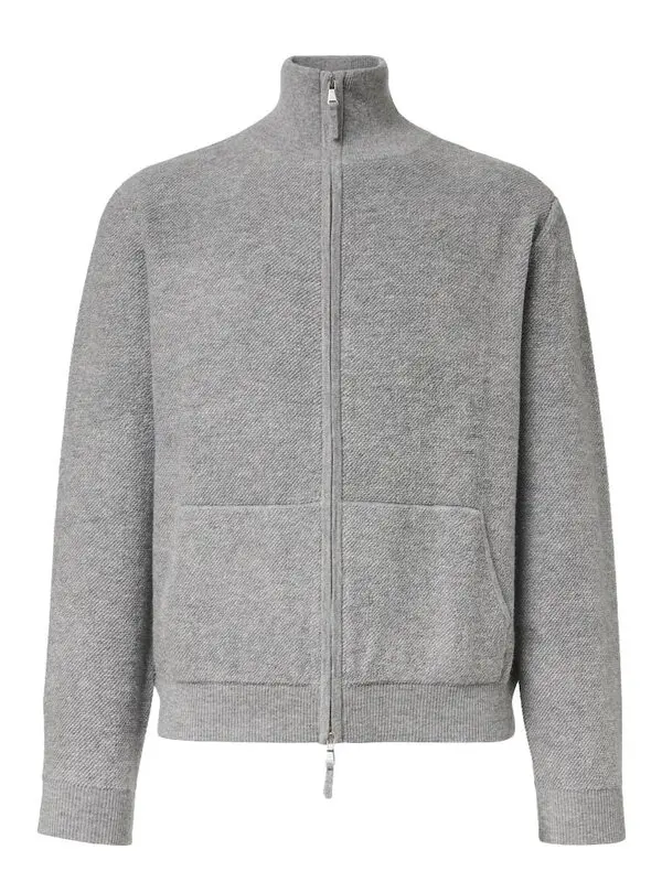 ALLUDE Wool And Cashmere Zip-up Sweater - Grey