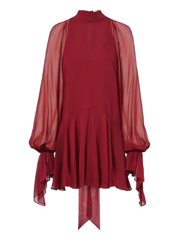 DE LA VALI Casimiro Ruffled Georgette Minidress - Red