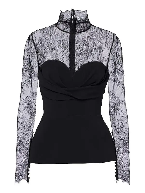 Elie Saab Lace-trimmed Bustier Top - Black