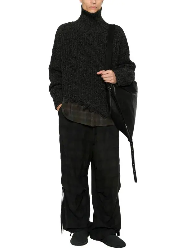Isabel Benenato Distressed Turtleneck Sweater - Grey