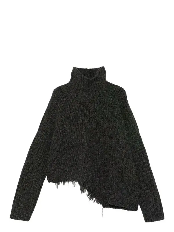 Isabel Benenato Distressed Turtleneck Sweater - Grey