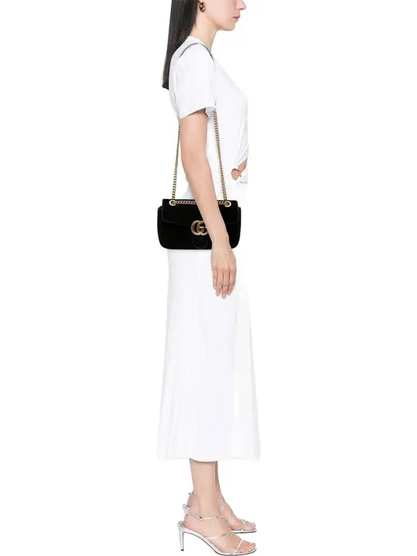 Gucci 2016-2026 Medium Gg Marmont Matelasse Velvet Shoulder Bag - Black