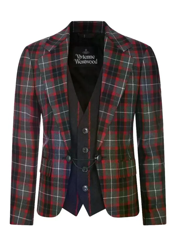VIVIENNE WESTWOOD Tartan-check Wool Jacket - Grey