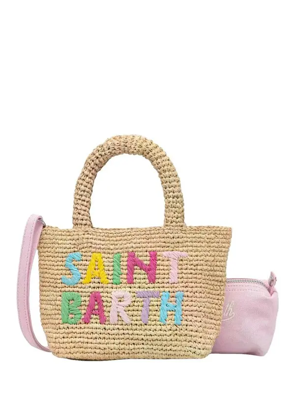 MC2 SAINT BARTH Mini Beach Logo-embroidered Woven Beach Bag - Neutrals