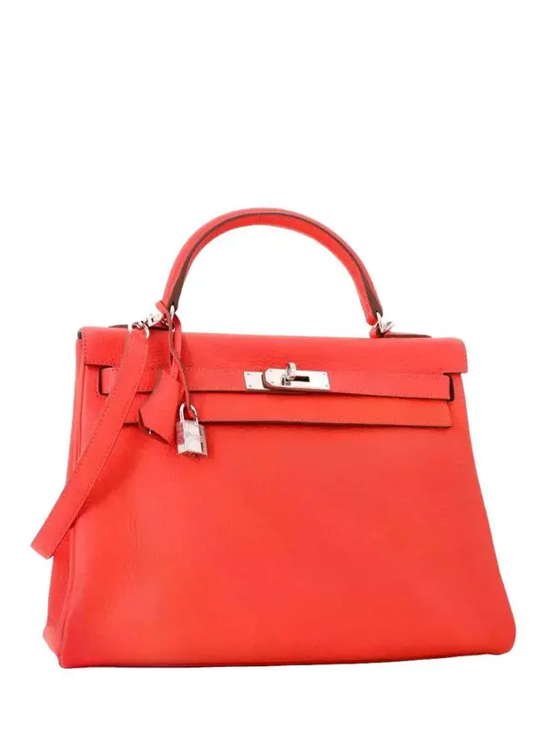 Hermès Kelly Handbag Clemence With Palladium Hardware 32 Satchel - Pink