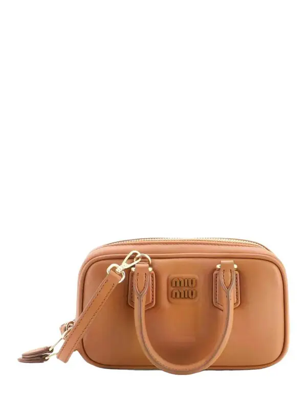 Miu Miu Arcadie Top Handle Bag Leather Mini Satchel - Brown