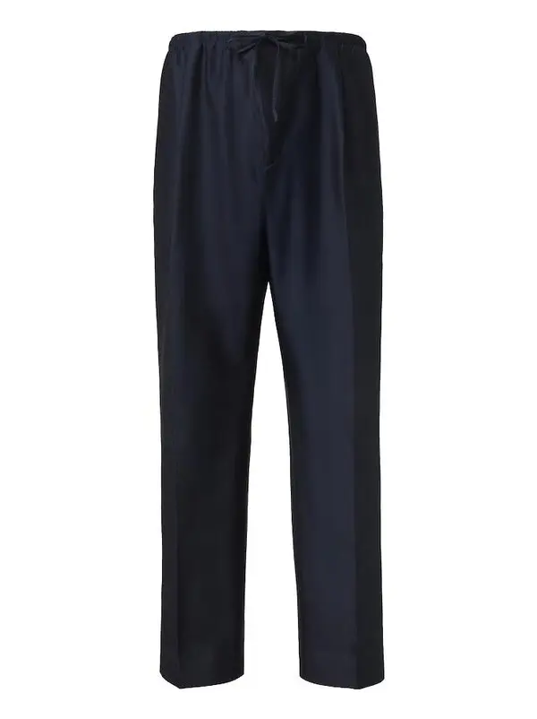 Bottega Veneta Cotton And Silk Straight Pants - Blue