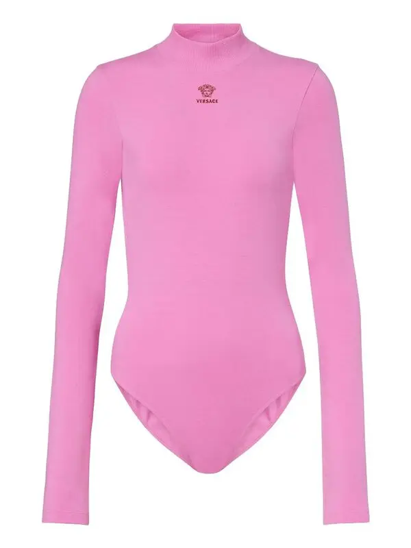Versace Logo Cotton-blend Jersey Bodysuit - Pink