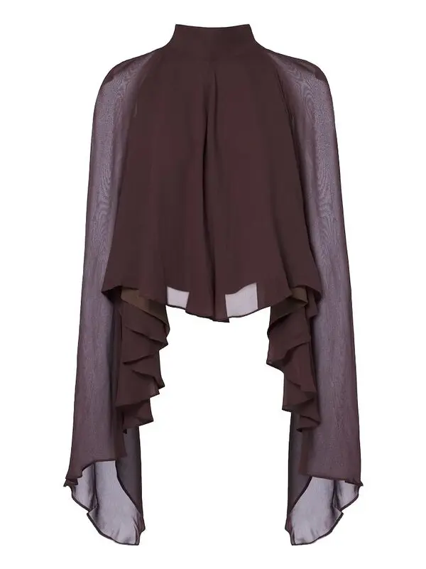 DE LA VALI Mia Chiffon Top - Brown