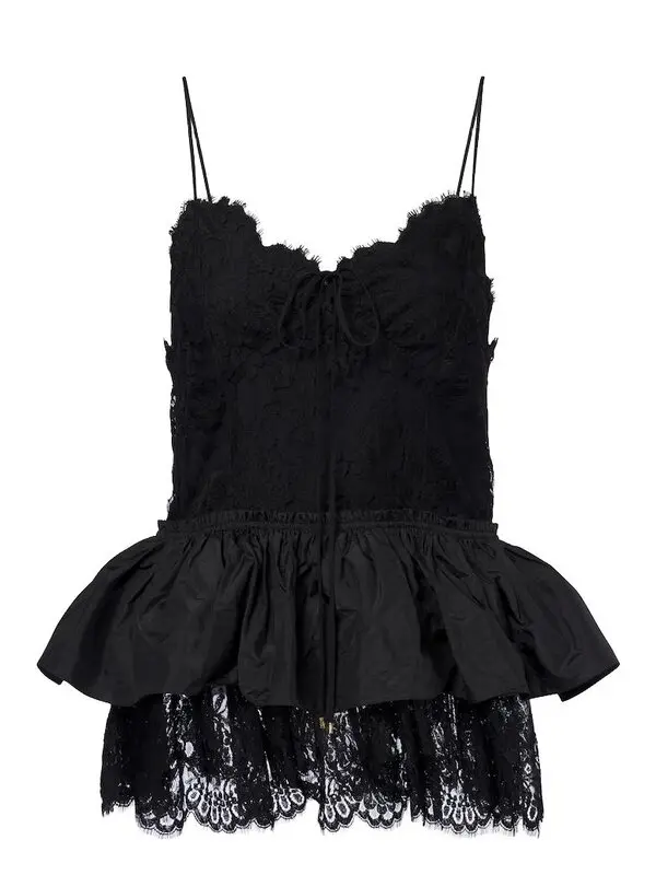 Chloé Peplum Lace And Taffeta Camisole - Black