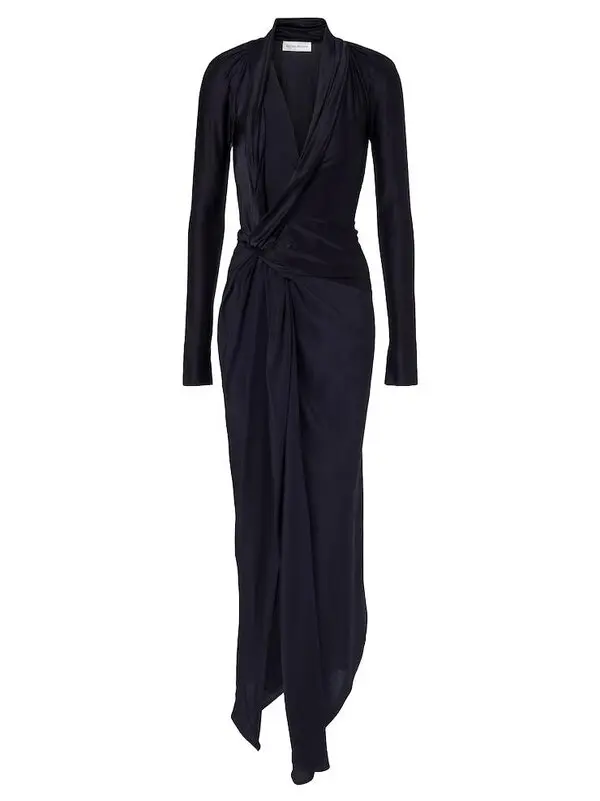 Victoria Beckham Lea Draped Silk-trimmed Jersey Maxi Dress - Blue