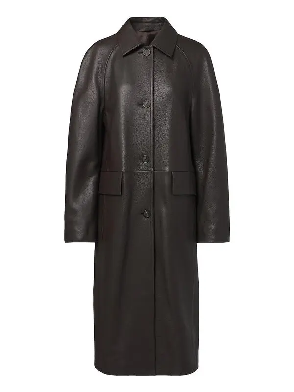 TOTEME Raglan Leather Coat - Brown