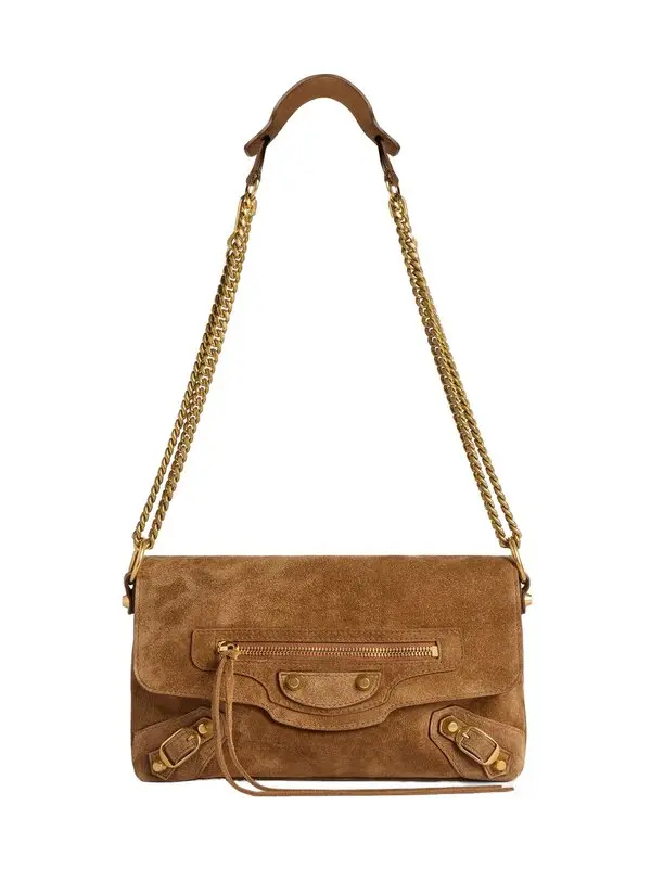 Balenciaga Le City Clutch With Chain - Brown