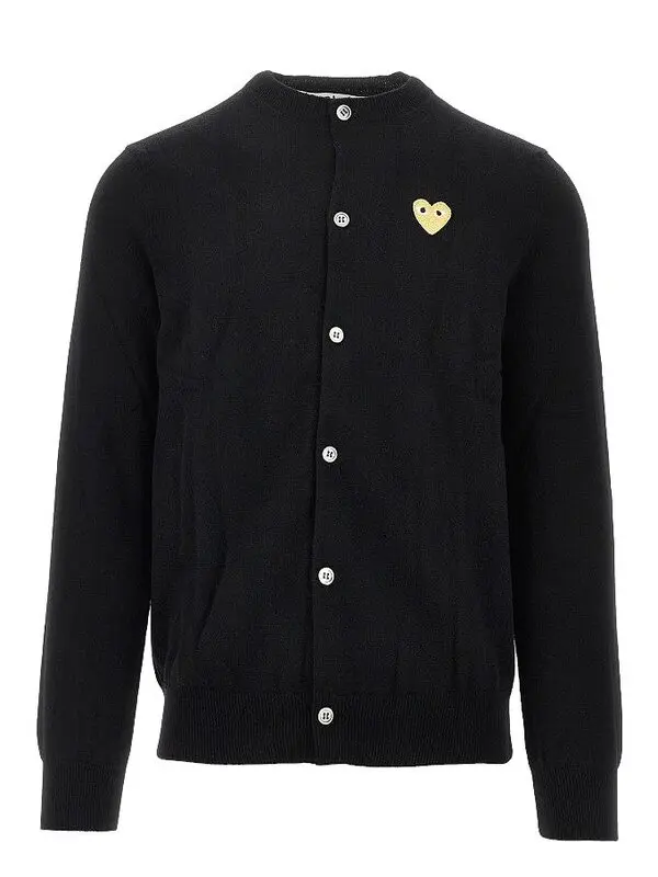 Play Comme Des Garcon Wool Cardigan With Heart Patch An - Black