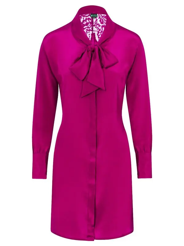 SOPHIE CAMERON DAVIES Berry Silk Mini Bow Dress - Pink