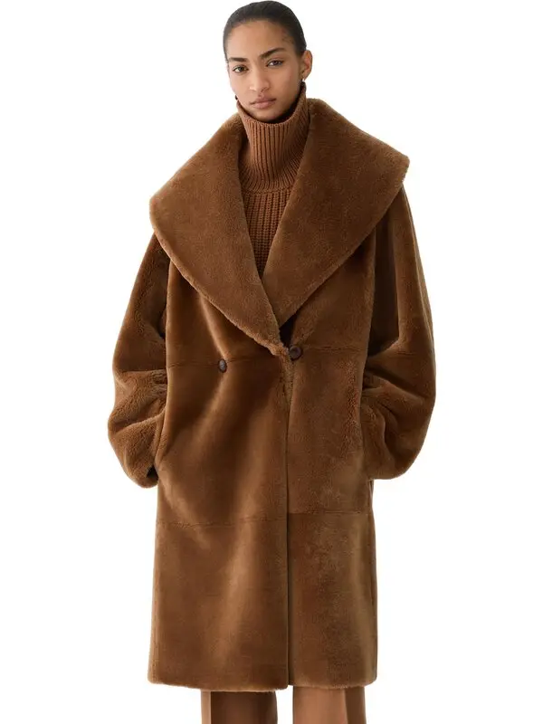 Lafayette 148 New York Merino Shearling Reversible Coat - Vicuna