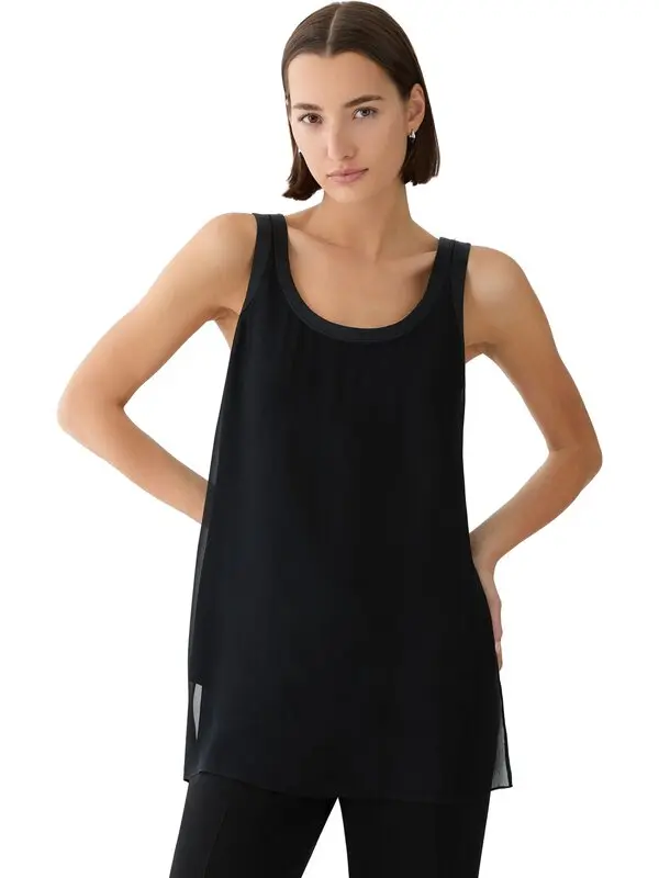 Lafayette 148 New York Reversible Silk Layered Tank - Black