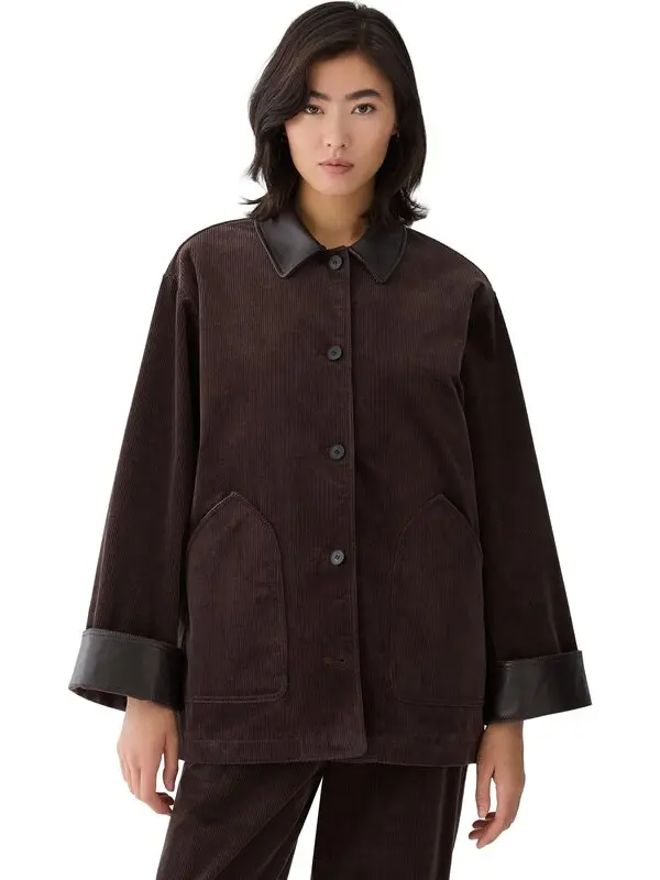 Lafayette 148 New York Cotton Corduroy Quilted Car Coat - Truffle