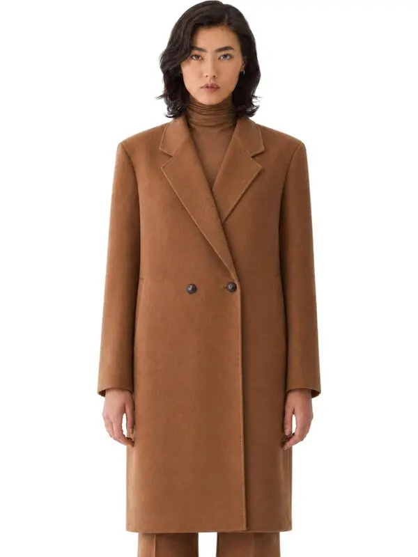Lafayette 148 New York Cashmere Double Face Car Coat - Vicuna