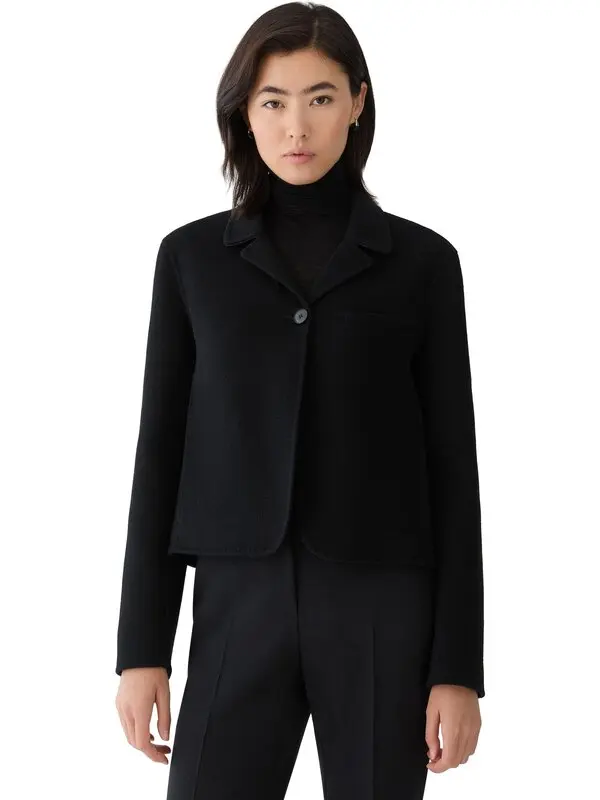 Lafayette 148 New York Wool Cashmere Double Face Blazer - Black