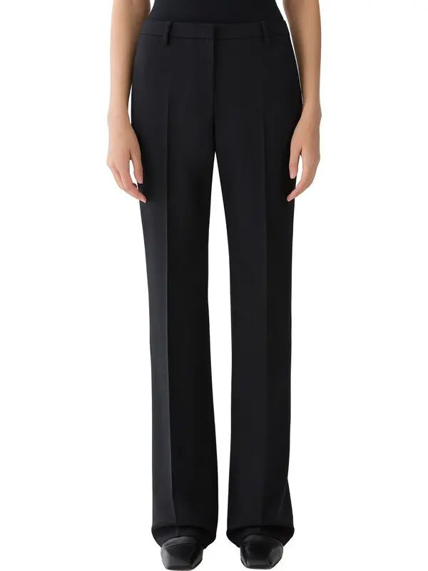 Lafayette 148 New York Responsible Stretch Wool Greene Straight Pant - Black