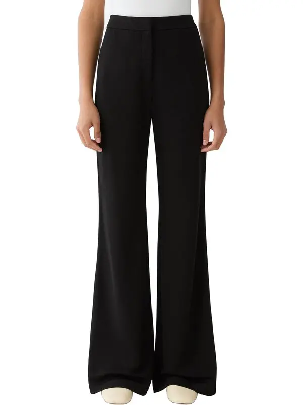 Lafayette 148 New York Double Knit Jersey High Rise Flared Pants - Black