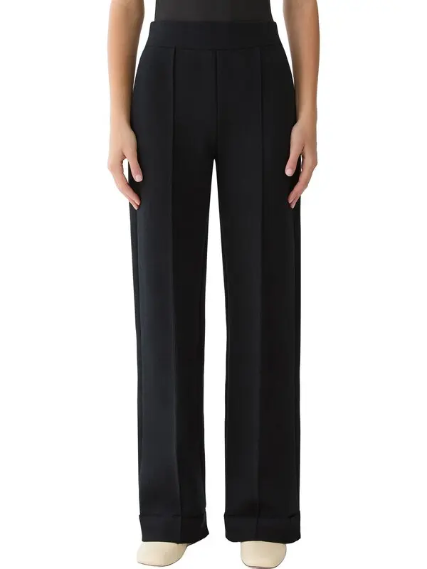Lafayette 148 New York Matte Crepe Knit Straight Leg Pants - Black
