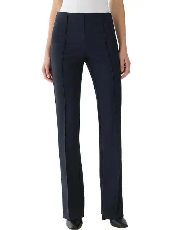 Lafayette 148 New York Stretch High Rise Flared Pants - Blue Ink
