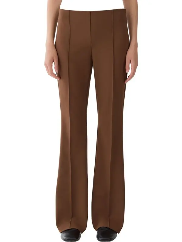 Lafayette 148 New York Stretch High Rise Flared Pants - Toffee