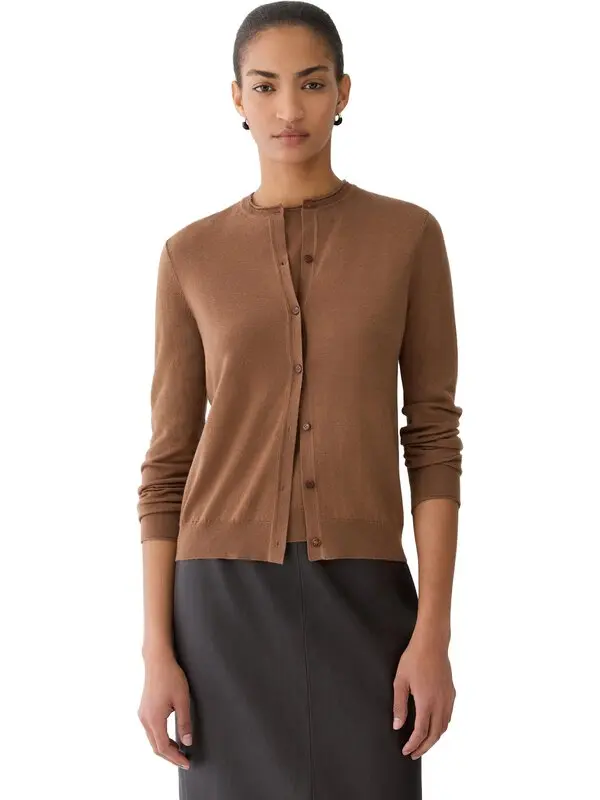 Lafayette 148 New York Plus-size Fine Gauge Cashmere Cardigan - Vicuna
