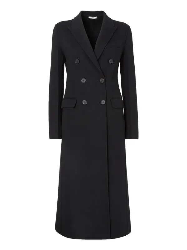 Fendi Double-breasted Peak Lapel Wool Coat - Black