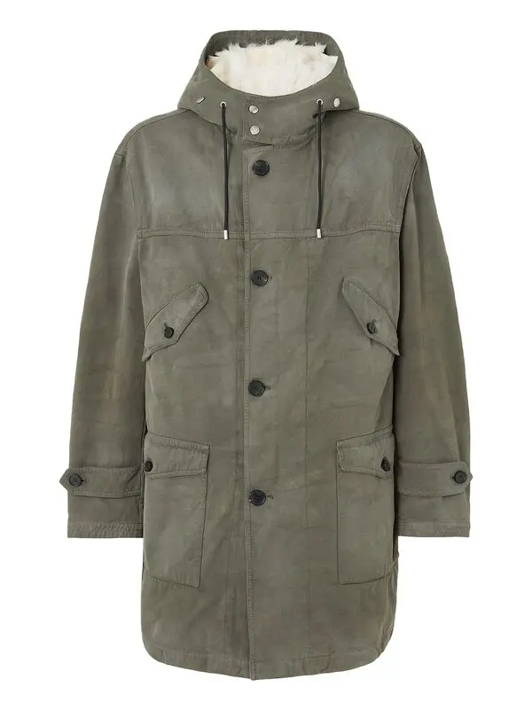 Fendi Midi Parka With Removable Shearling Gilet - Green